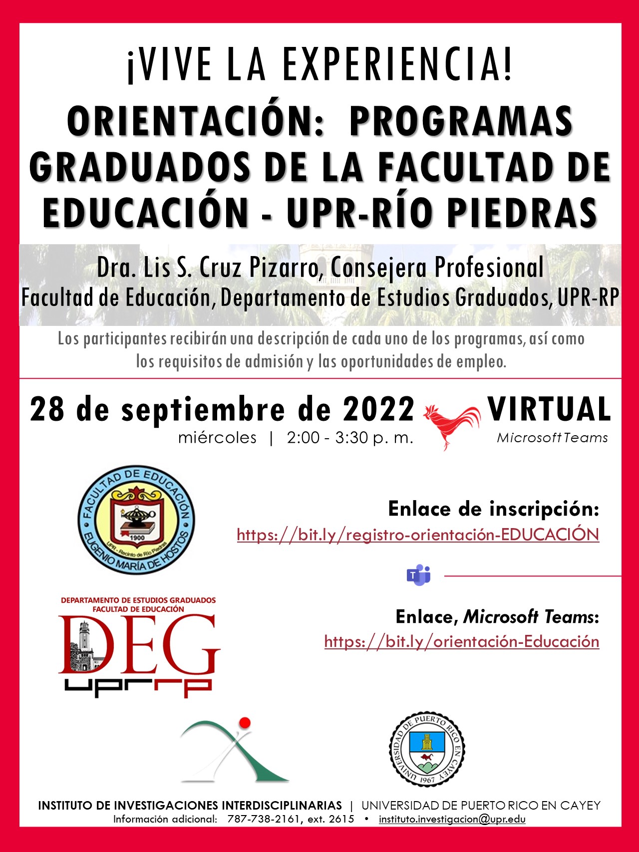 Orientación virtual: Programas graduados – facultad de Educación UPR-RP – Instituto de ...
