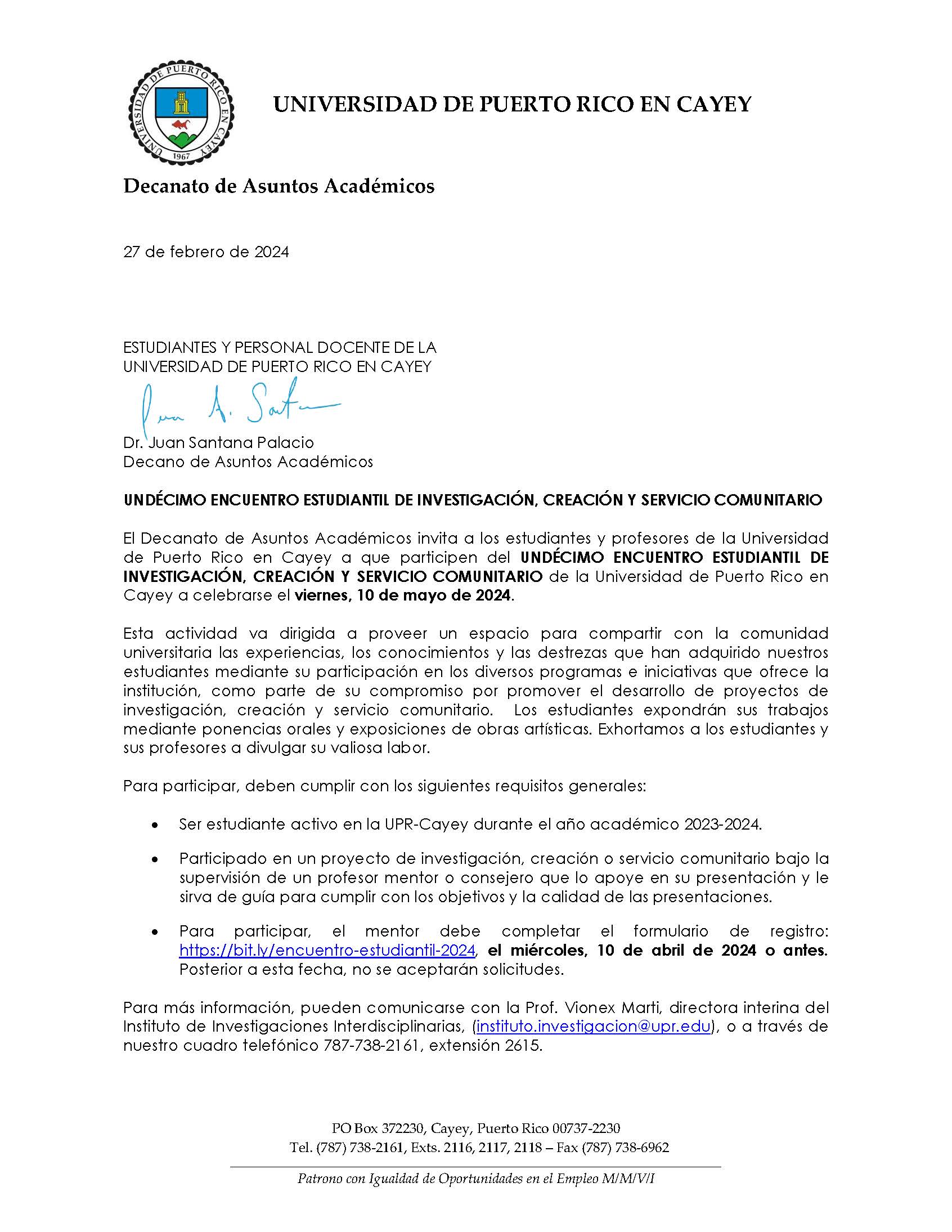 Convocatoria – Undécimo Encuentro Estudiantil – Instituto de ... Convocatoria – Undécimo Encuentro Estudiantil – Instituto de ...
